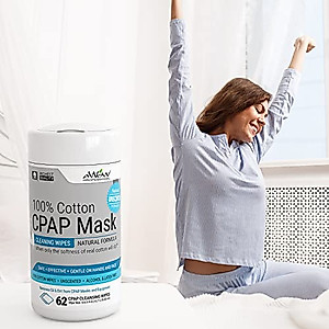 AWOW Professional CPAP Cleaning Wipes - Unscented 100% Cotton, Make CPAP-Mask-Cleaning easy for Daily CPAP/BiPAP Mask Maintenance, 62 CPAP Wipes per Canister. (3pk, 186 Wipes)