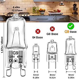 Vannise G9 40W Bulb-5 Pack Long Lasting JCD G9 120V 40W, Halogen Bulbs 2 Pin G9 Dimmable with 2800K Warm White, High Output G9 Bulb with G9 Base, G9 Light Bulb 40W for Chandelier,Range Hood Light
