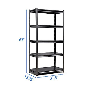 5 Tier Metal Shelving Unit 2000LBS Capacity Adjustable Garage Storage Utility Rack Heavy Duty Shelves Organization Shelf Warehouse Basement Kitchen Living Room Pantry - 31.5"W x 15.7"D x 63"H