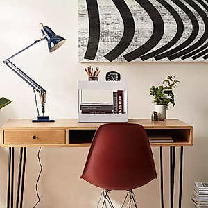 Under Sink Organizers and Storage,Under The Bathroom Sink Storage,2 Tier Under Sink Shelf with 4 Hooks,Bathroom and Kitchen Countertop Standing Rack,Under Sink Organizer for Bathroom Kitchen,White