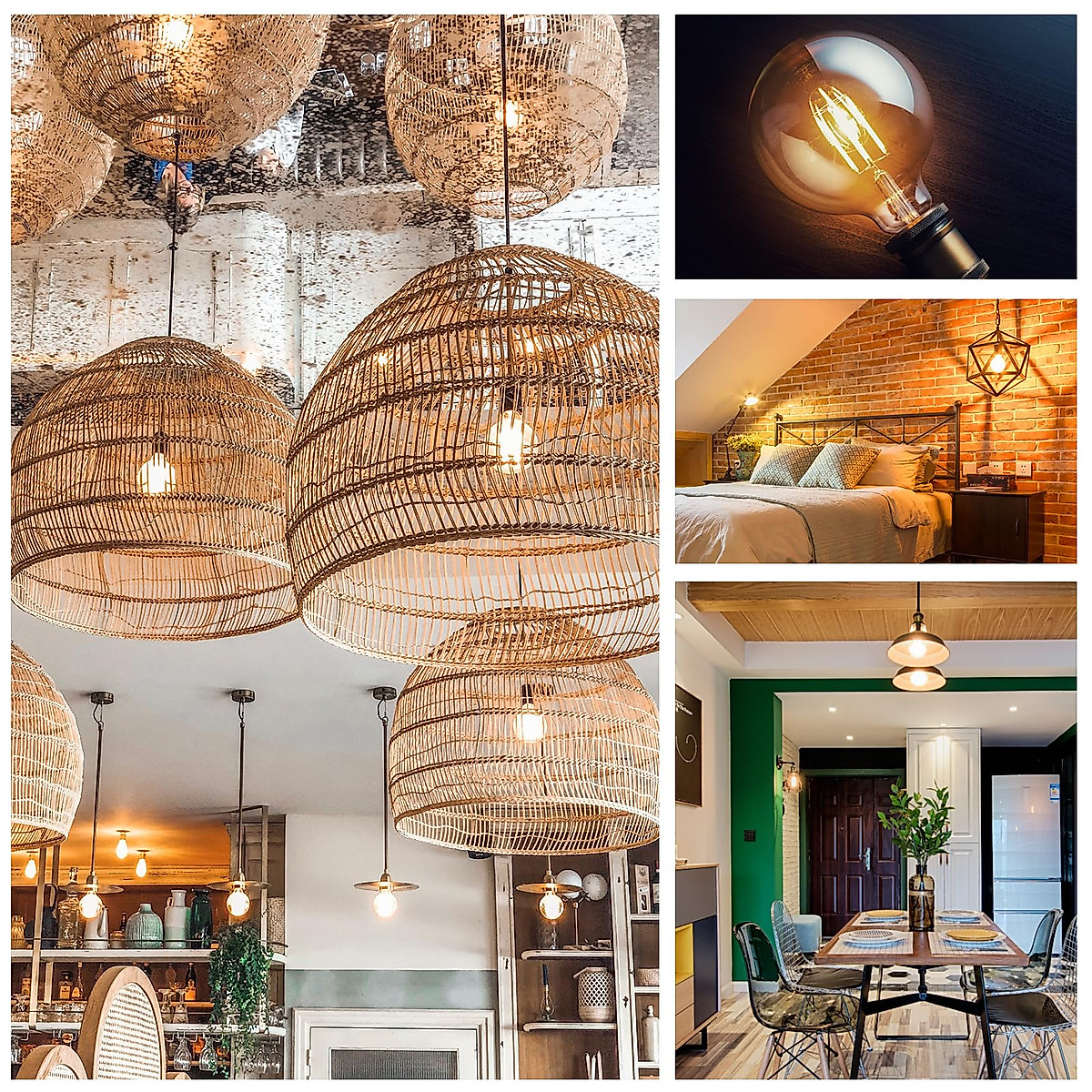 E ENERGETIC LIGHTING Edison Light Bulb, 5W Dimmable, G25 Globe Shape, Clear Glass, 60W Equivalent, 2700K Soft White, 500LM, G80 Christmas Light, E26 Standard Base, UL Listed, 6-Pack