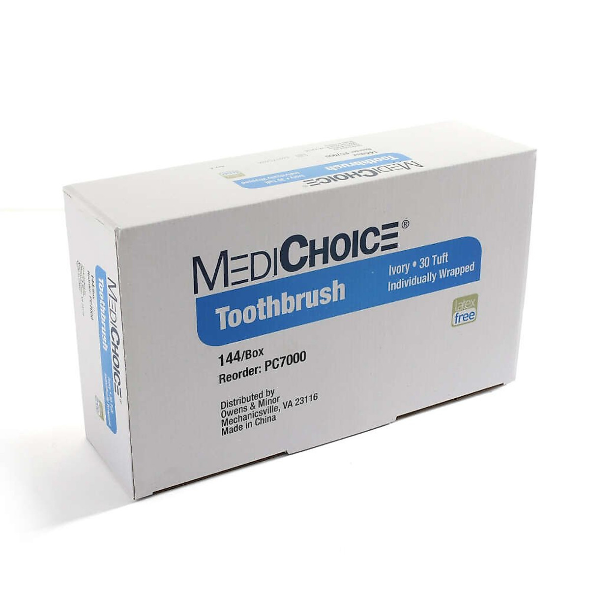 MediChoice Toothbrush, Angle Head, Bristle 30 Tuft, Polypropylene Bristles, Ivory (Box of 144)