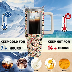 Vehcimbev 40oz Dachshund Tumbler with Handle and Straw - Stainless Steel Double Wall Insulated Tumbler - Hot & Cold - 40oz Capacity - Dachshund Gift