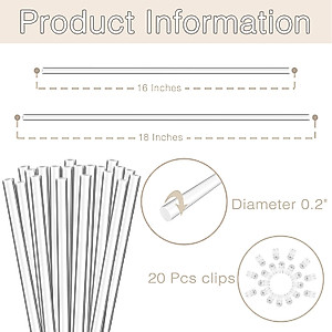 Plant Stakes,Plant Sticks 20PCS Acrylic Clear Plant Support Stakes,18 Inches Garden Single Stem Orchid Stakes for Indoor and Outdoor Plants,Orchid,Potted Plants,Tomatoes,Flowers（with 20PCS Clips）