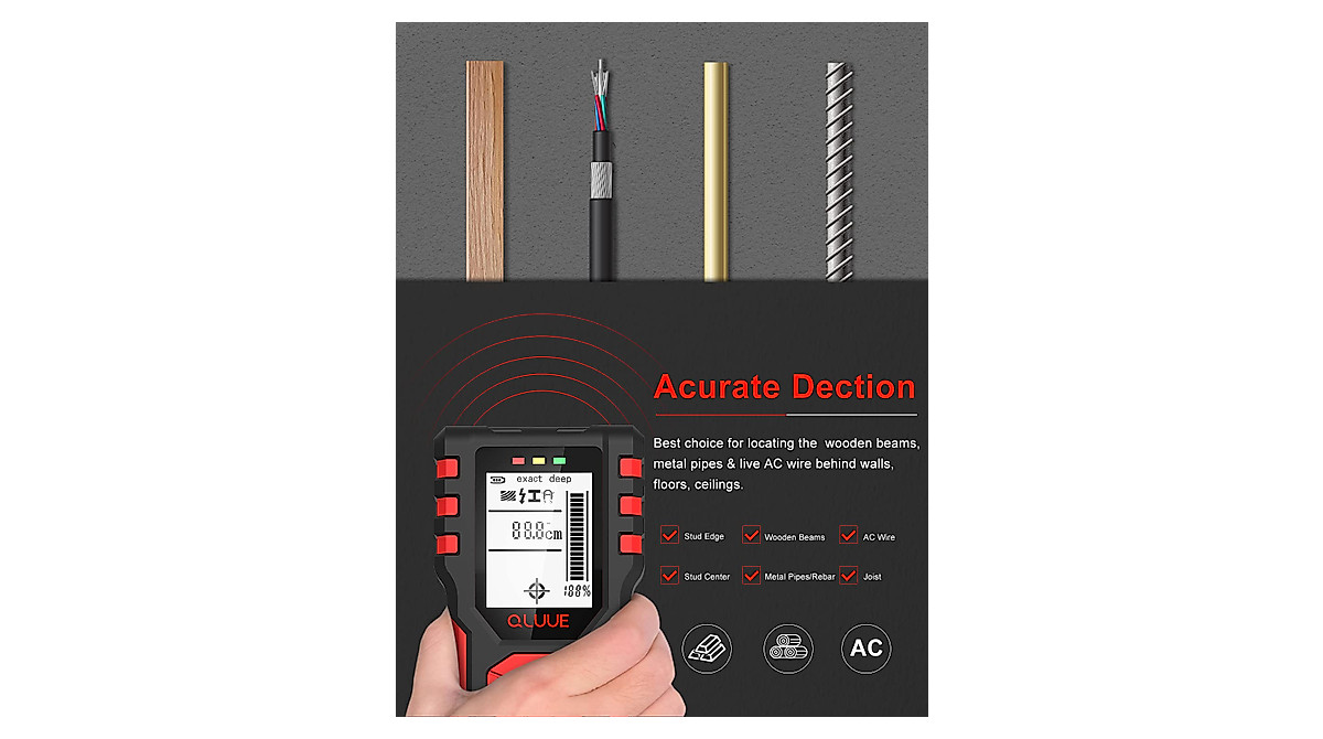QLUUE Stud Finder Wall Scanner, 5 in 1 Electronic Stud Detector with ...