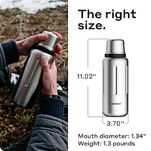 Bobber - 34 oz Vacuum Insulated Stainless Steel Water Bottle with Cup Lid - Dishwasher Safe - Keeps Drinks Hot for 48 Hours and Cold for 72 Hours - Triple Walled Thermo Flask (Matte)