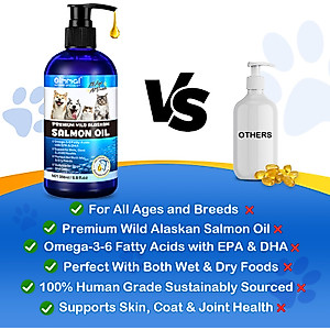Salmon Oil for Dogs & Cats,Fish Oil for Dogs,Omega 3 Fish Oil for Dog's Skin and Coat,Supports Healthy Dog Skin and Coat Supplement, Contains Omega-3, EPA&DHA Wild Alaskan Salmon Oil 250ml