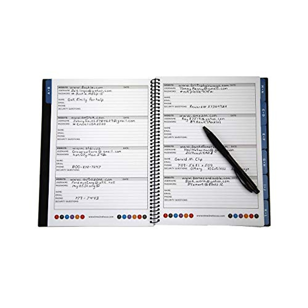 RE-FOCUS Password Book with Alphabetical Tabs 10"x7.6" Spiral Bound Credentials keeper Saves All Internet Login Details (Pink)