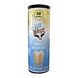 Milk Magic Vanilla Milkshake Flavoring Milk Straws, Includes Tube of 48 Milk Flavor Enhancing Straws