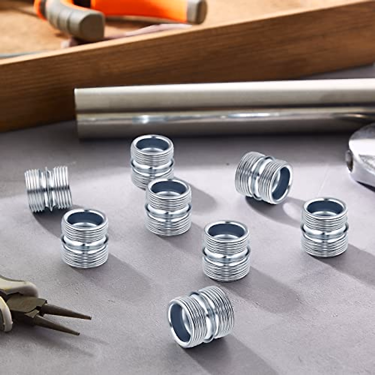 8 Pack 1 Inch/ 25.4 mm Diameter Connectors for Coarse Thread 0.047 Inch/ 1.2 mm Thick Wire Shelving Parts Double Head Threaded Pole Replacement Storage Shelves Part Metal Rack