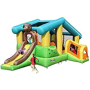 Inflatable Castle and Slide, Blue Dog House Children Slide Outdoor Small Playground Home Square Trampoline Children Play Fence Colors 532 347 262Cm