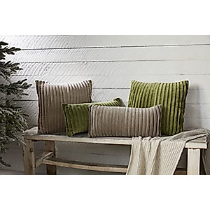 Mud Pie Green Velvet Pillow, 22" x 11", Lumbar 137 Count