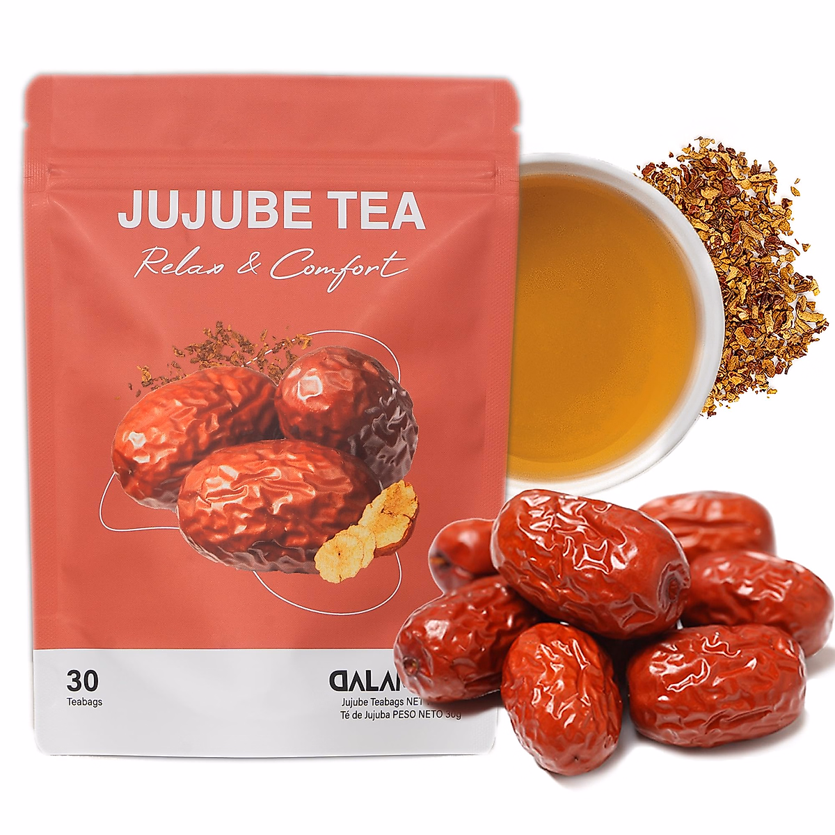 DALAMHARI Jujube Tea 30T | Sleepytime Tea Smooth Move Tea Bags Medjool Dates Pitted Dates Date Sugar Free Te Divina Chupa Panza Tea Pinalim Tea Throat Coat Tea Decaf Tea Bags