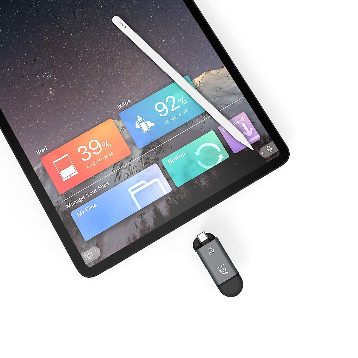 ADAM Element Flash Drive Compatible with iPad, iPhone iKlips C Gray