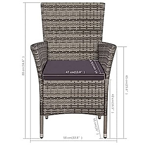 MBFLUUML Bistro Table Set, Outdoor Patio Furniture, 3 Piece Bistro Set Poly Rattan Gray Suitable for Patio, Porch, Backyard, Balcony.