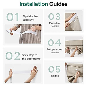 HOMEIDEAS Linen French Door Curtains, Privacy Small Door Window Curtains, 26 X 20 Inch French Door Shades for Front Door, Thermal Insulated Door Window Covering Tie Up Shades, Natural, 1 Panel