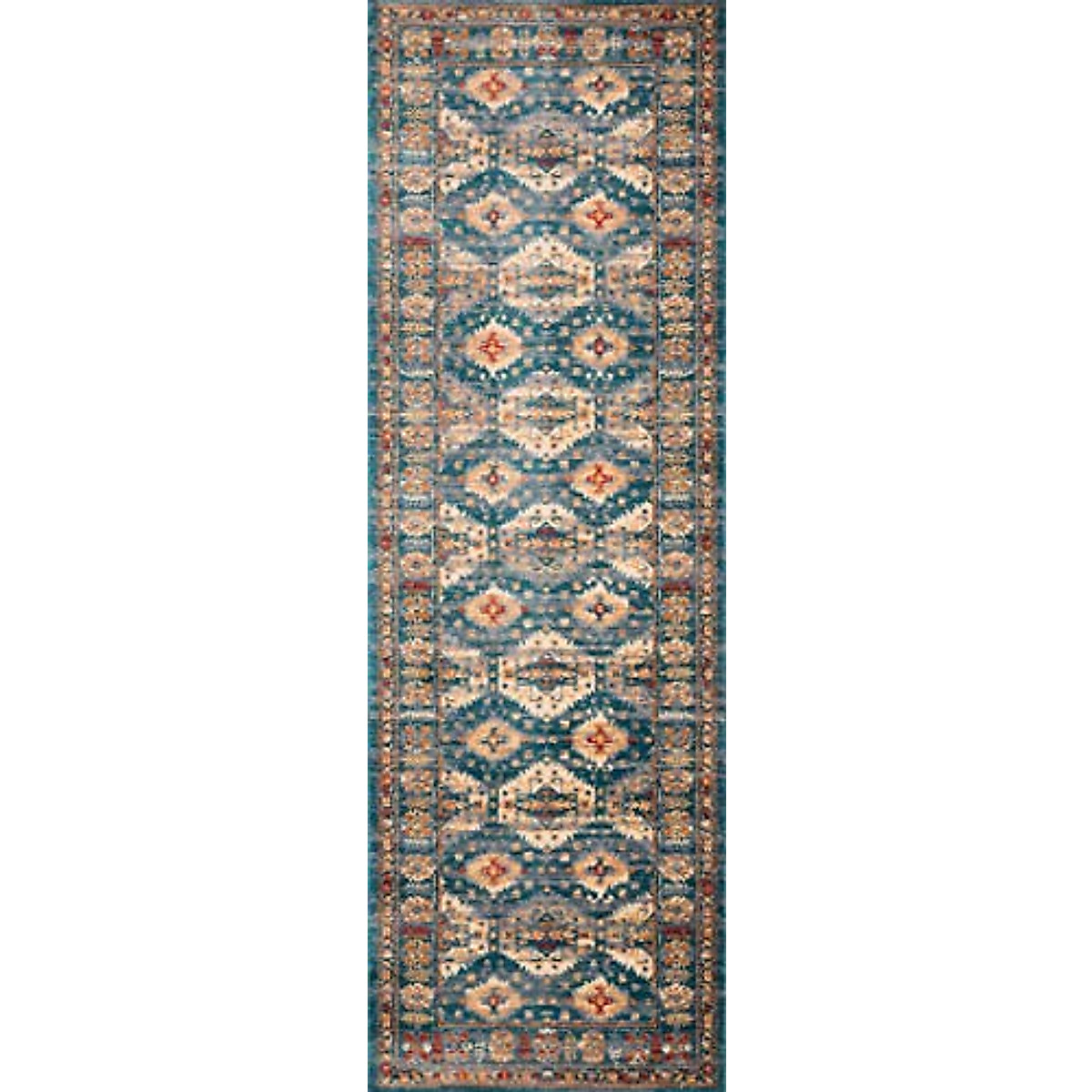 Loloi II Isadora Collection Distressed Persian Area Rug, 2'-0" x 3'-0", Lagoon/Multi