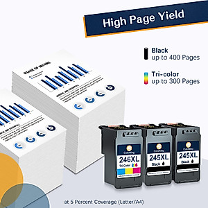 ColorKing Compatible Ink Cartridge Replacement for Canon 245XL 246XL PG-245XL CL-246XL 243xl 244xl for PIXMA MX492 MX490 MG2522 MG2922 MG2520 MG2420 TR4520 MG2920 TS3300 TS3122 TS3100 Printer (3 Pack)