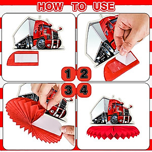 LIANGSS 8-Piece Heavy Duty Truck Theme Party Honeycomb Centerpieces for Kids-Semi Truck Theme Party, Baby Shower Party, Birthday Party, Traffic Party Honeycomb Tabletop Decorations for Boys and Girls