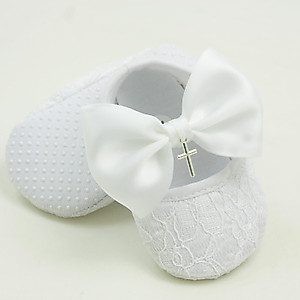 Nihao Baby Girl Baptism Shoes for Baby Girl Newborn A-2-white Shoes Lace Mary-Jane-Flats 0-3 Months