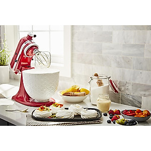 KitchenAid 5 Quart Ceramic Bowl for all KitchenAid 4.5-5 Quart Tilt-Head Stand Mixers KSM2CB5TWM, White Mermaid lace