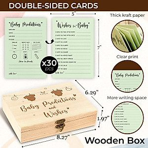 WOODAMORE Baby Predictions and Advice Cards - 30 Pcs Baby Prediction Cards, Wishes for Baby Cards for Sage Green Baby Shower Decorations, Funny Baby Shower Game for Gender Neutral Baby Shower Decor