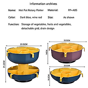 Vegetable Tray, Hot Pot Storage Tray, 360° Rotating Party Tray, Fruit Drain Basket, Fruit Trays for Serving for Party, for Storing Fruits and Vegetables