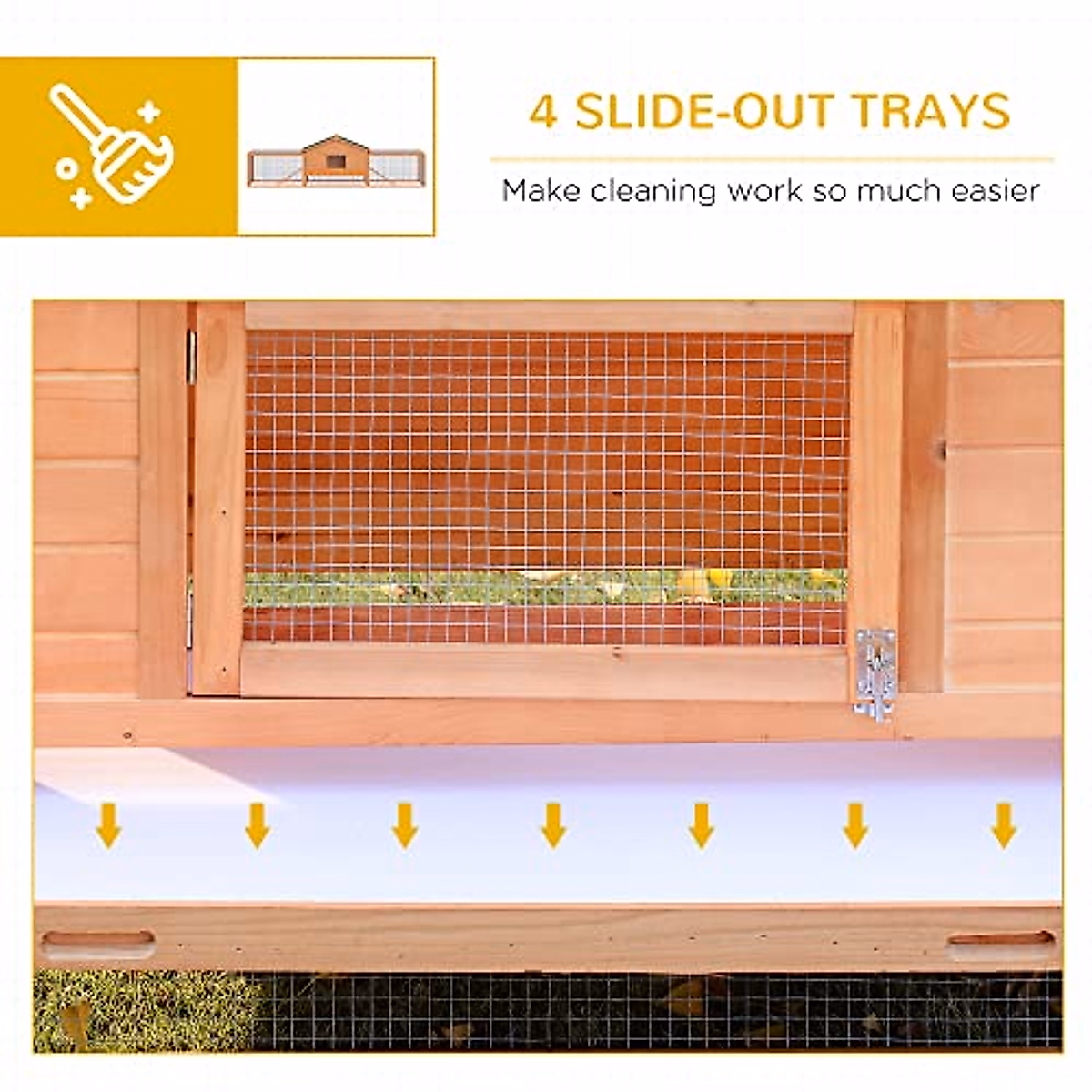 PawHut 2-Story Large Wooden Rabbit Hutch Pet House with Ramps, Lockable Doors, Run Area and Asphalt Roof for Outdoor Use