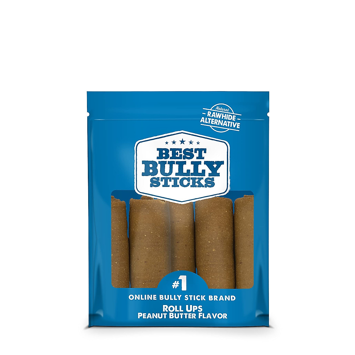 Best Bully Sticks Roll Ups - All-Natural, Easily digestible Dog Chew - Peanut Butter Flavor - Best Suited for Small Breeds (4 Inch, 5-Pack)