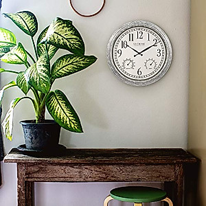 La Crosse 433-3236 14-inch Silas Indoor/Outdoor Galvanized Analog Quartz Wall Clock, Silver