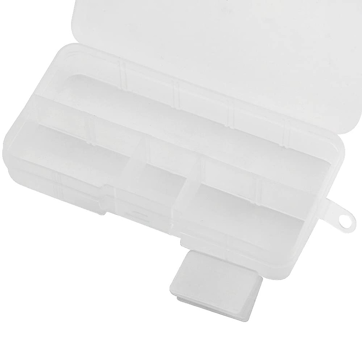 XINMEIWEN 4Pcs 10 Little Grids Plastic Organizer Storage Box with Removable Dividers for Jewelry Ring Beads Ornament Crafts and Thread (5.1 x 2.6 x 0.8”, White)