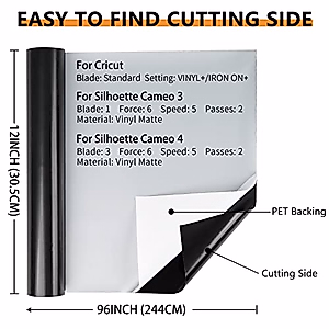 Lya Vinyl White Permanent Vinyl for Cricut - 12" x 8 FT White Adhesive Vinyl Roll for Cricut, Silhouette, Cameo Cutters, Signs, Scrapbooking, Craft Decal (Glossy White)