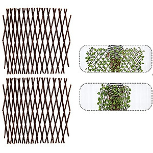 2PCS Natural Willow Trellis, Expandable Plant Support, Plant Climbing Lattice, Outdoor Decorative Wood Trellis Fence Wall Panel, Garden Trellis for Vine Ivy Rose Cucumbers Clematis