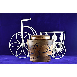 Round Blue urn Wooden Urn Box Lichtenberg Figure Resin Urn Cremation Urn for Human Ashes Adult Funeral Urn for Ashes pet Loss Gift Sympathy Gift Memorial Urn Fractal Burning Urn (up to 220 lbs)