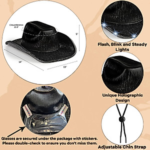 Funcredible Black Light Up Cowboy Hat and Glasses - Led Cowgirl Hat for Girls - Neon Cowboy Hat - Cowgirl Costume Accessories for Women