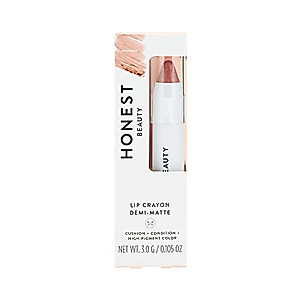 Honest Beauty Lip Crayon-Demi-Matte, Blossom | Lightweight, High-Impact Color with Jojoba Oil & Shea Butter | Paraben Free, Silicone Free, Dermatologist Tested, Cruelty Free | 0.105 oz.