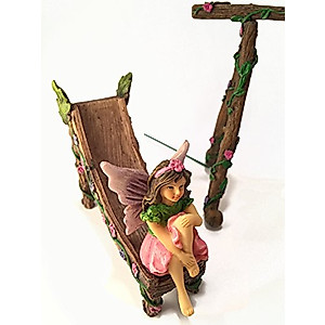 GlitZGlam Fairy and Gnome Miniature Swing and Slide Set - A Fairy Garden Accessory