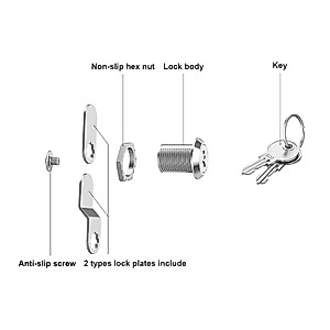 BOZXYE 1 Pack Cabinet Locks with Keys, 5/8" Cabinet Lock Tubular Cam Lock Keyed Alike, Rv Locks for Storage Door Secure Files Drawers Toolbox, Zinc Alloy