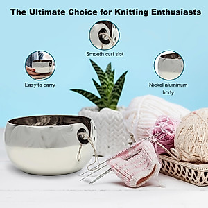 Opulent Silversmith Unbreakable Aluminum Metal Yarn Storage Bowl Nickel Plated for Skeins Hanks & Balls | Knitting & Crochet Notions | Nagina International (Large, Aluminum)