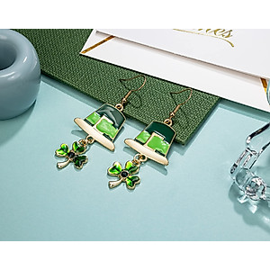 ST Patricks Day Lucky Charm Blessed Hat Clover earrings Saint Patrick's gift