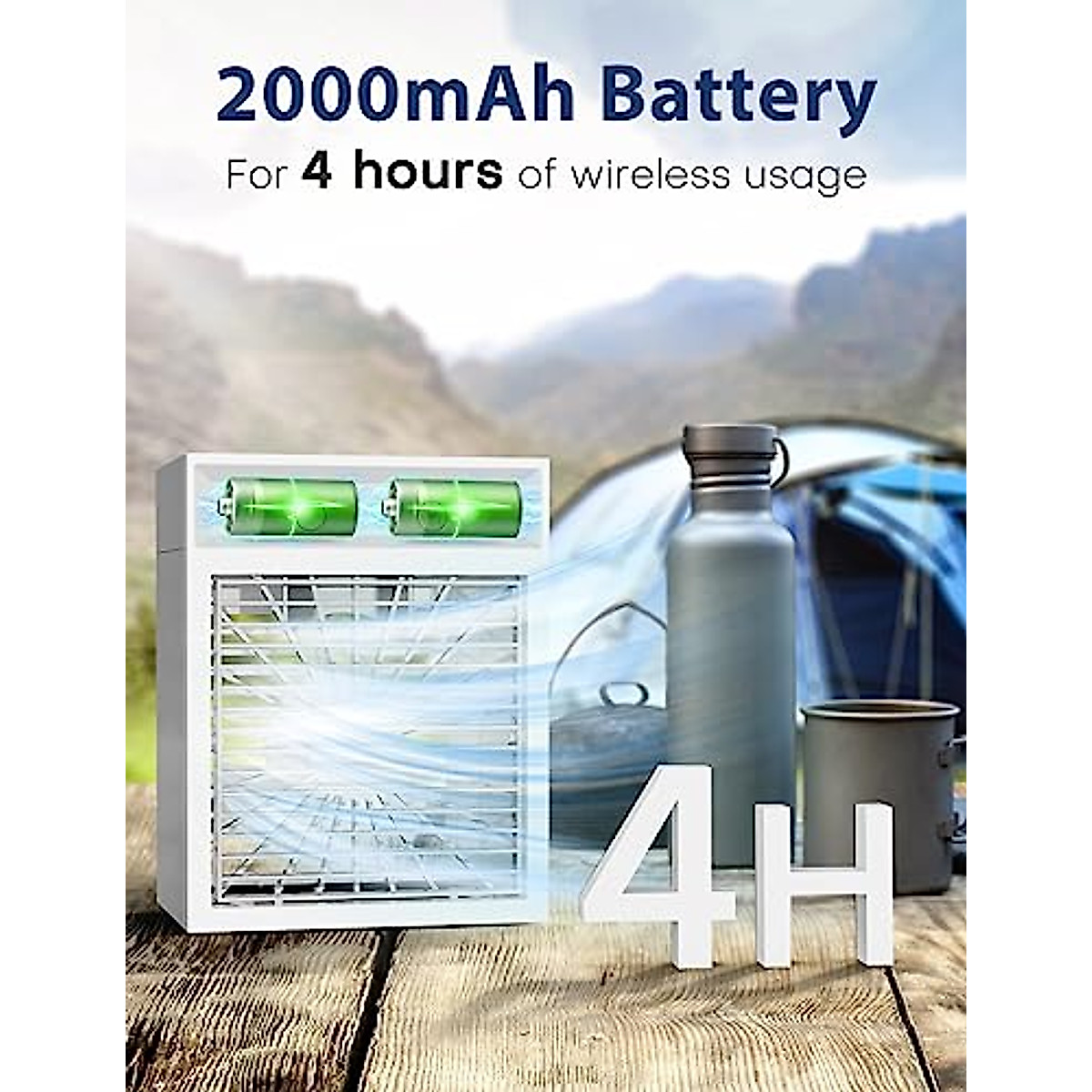 Mini Portable Air Conditioners, 3 IN 1 Evaporative Air Cooler, 2000mAh Battery Powered & USB Rechargeable, 3 Speeds Humidify Air Cooler, Small Air Conditioner Portable for Room Car Office Camping