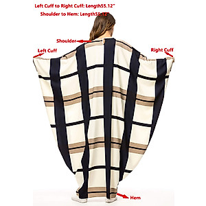 Flygo Women's Batwing Plaid Long Sleeves Maxi Dress Oversized Sleep Loungewear (One Size