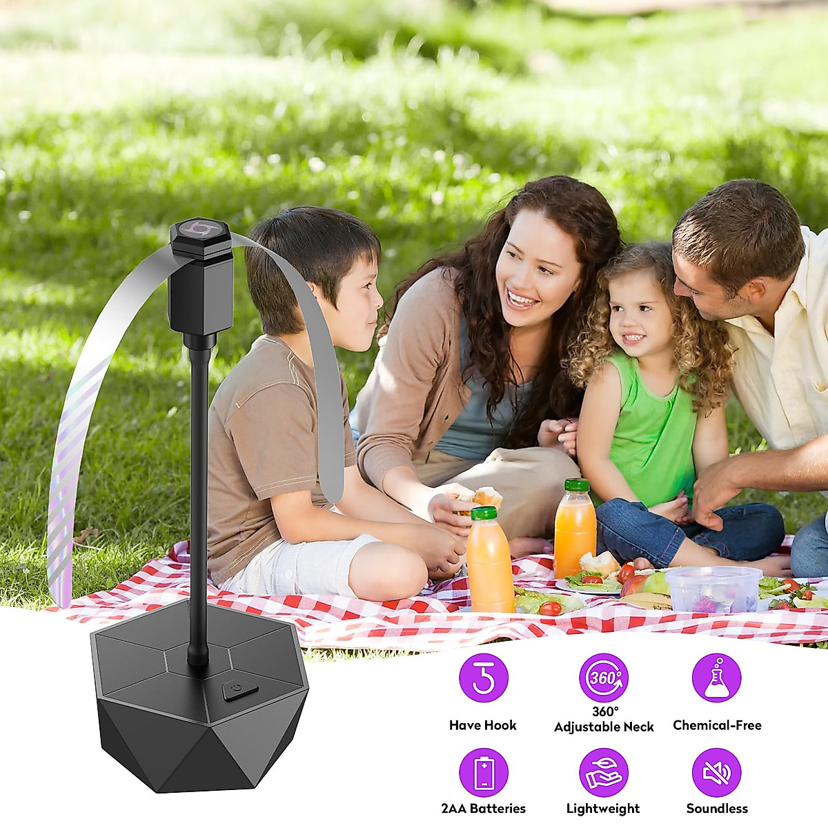 Fly Fans for Tables, Fly Fans Keep Flies Away from Patio, Portable Outdoor Picnic Fan with Holographic Blades for Picnic, Party, Restaurant, Kitchen, Camping and BBQ 4 Pack