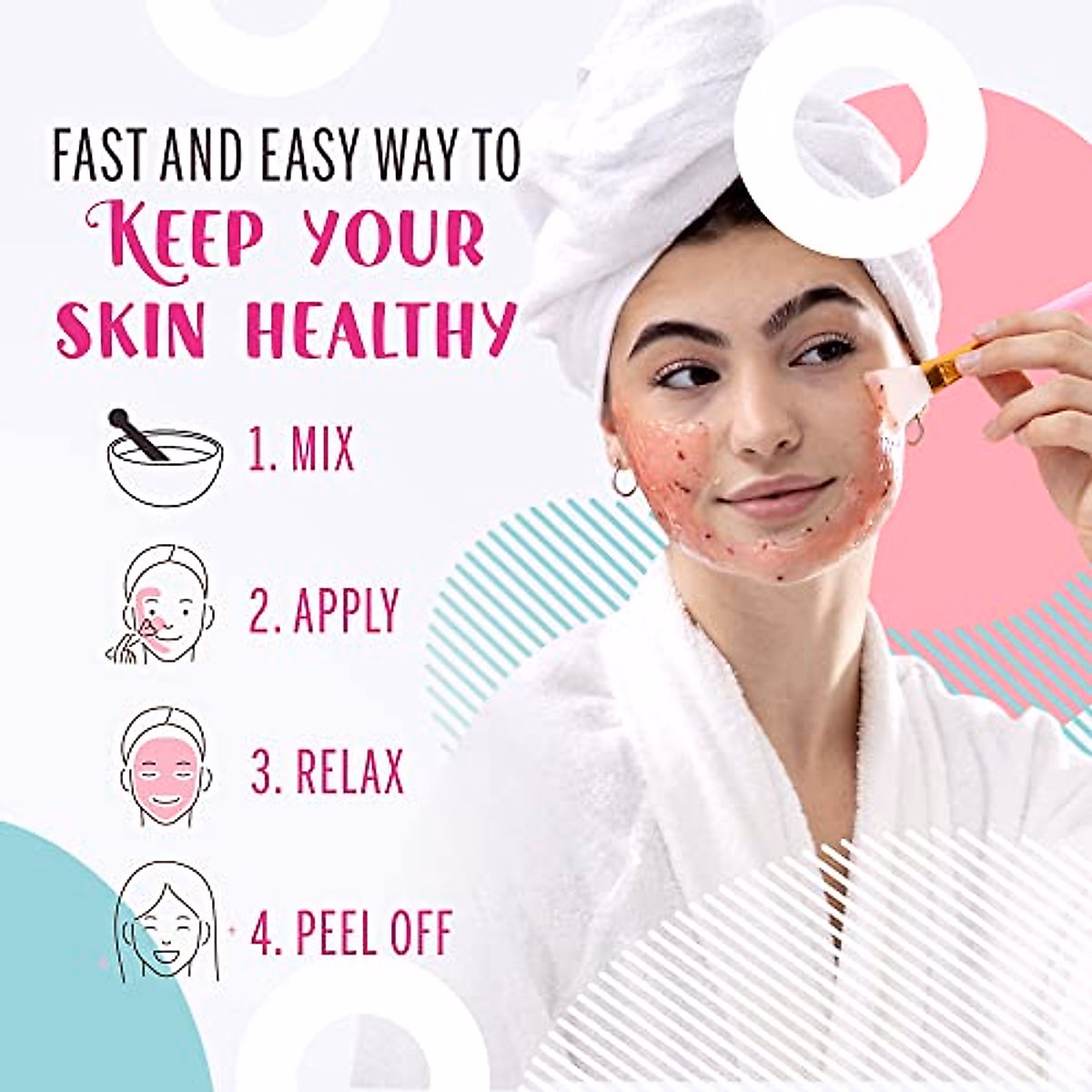 Pamper Day - Jelly Masks for Facials, Peel Off Face Mask Bundle Kit, Jelly Mask Facial Kit for Skin Care, Spa Mask Set With 10 Fruit Peel Masks, Silicone Brush, Mixing Bowl, Spatula, & Measuring Spoon