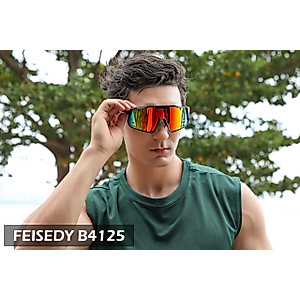 FEISEDY Sports Sunglasses Wraparound 80s Visor Men Women Outdoor Shield Baseball Sunglasses B4125