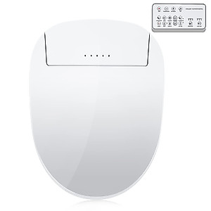 ZMJH A201S Bidet Toilet Seat, Electric Smart Heated Seat with Slow Closes, Vortex Wash, Warm Dryer, Rear and Front Wash, Warm Water, Remote Control, and Night Light, White (Elongated)