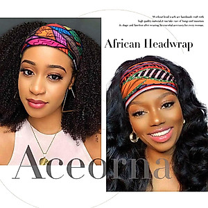 Aceorna African Headbands Boho Knotted Hairbands Stretch Wide Head Wraps Elastic Yoga Turban Hair Scarfs Workout Printed Hair Accessories for Women Pack of 4 (Style A)