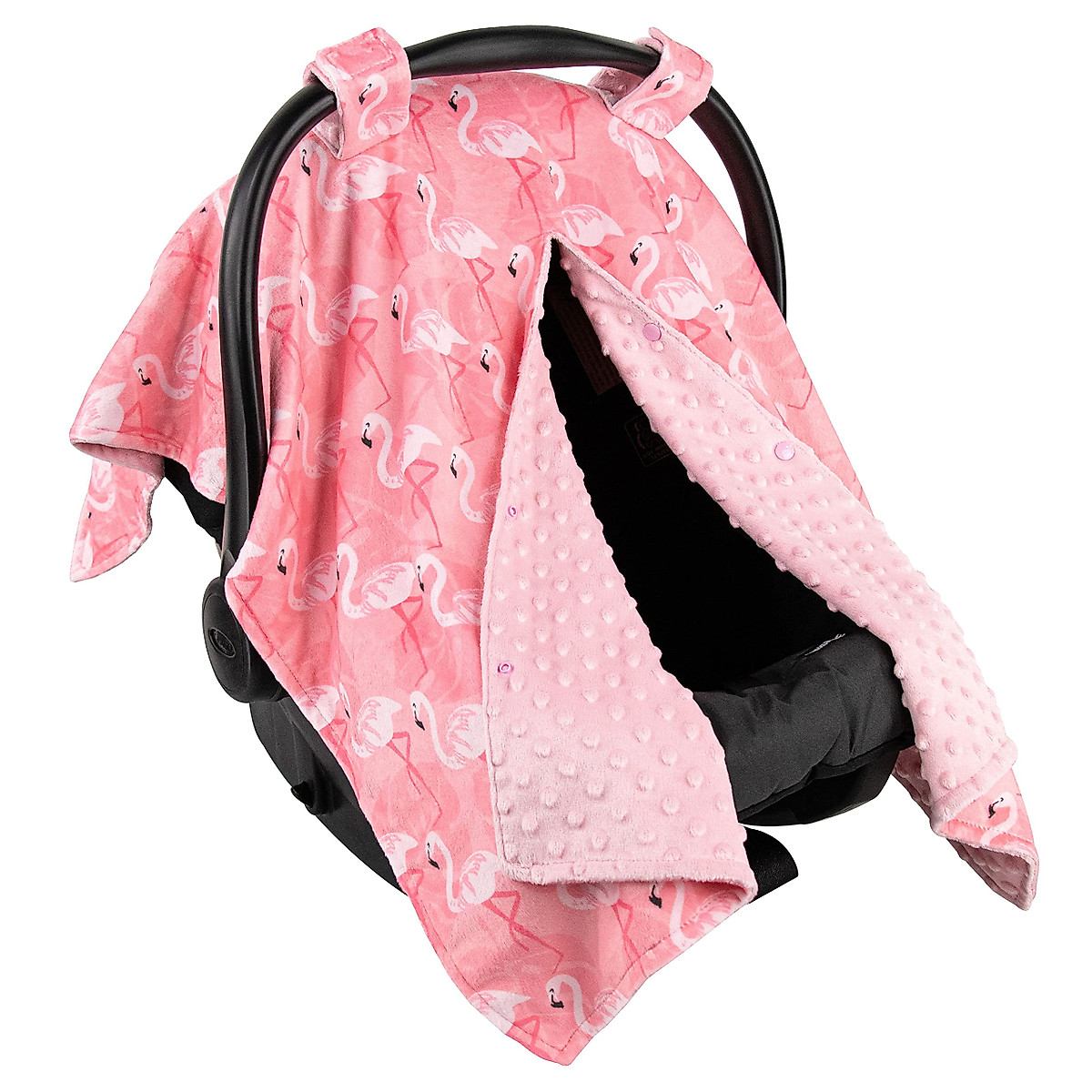 Top Tots Deluxe Minky Baby Car Seat Cover - Flamingo, 40 x 29 Inch Pink