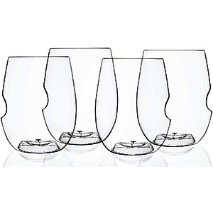govino Go Anywhere Wine Glasses | Dishwasher Safe, Flexible, Shatterproof, and Recyclable | 16 oz. Each | Set of 4.