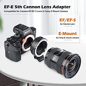 EF-E 5th Lens Adapter, VILTROX Auto-Focus EF to E5 Mount Lens Adapter Ring Lens Converter Control Ring Compatible with Canon EF/EF-S Lens to Sony E Mount Camera A7/A7R/A7S/A7M/A6500/A6400/A6000